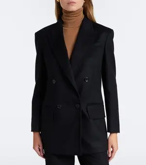 Max Mara Double-breasted Camel Hair Blazer - Black