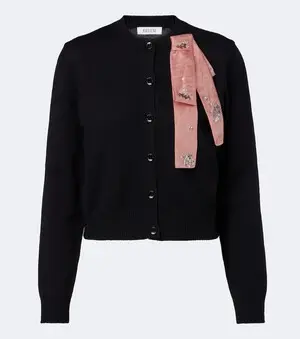 Erdem Embellished Wool Cardigan - Black