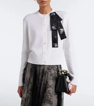 Erdem Embellished Wool Cardigan - White