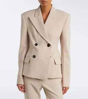 Sportmax Double-breasted Wool-blend Blazer - Beige