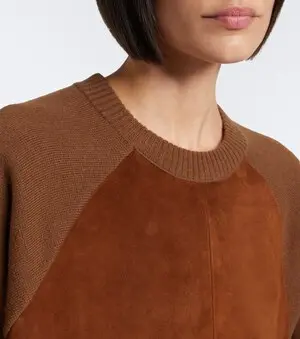 Max Mara Leather-trimmed Wool And Cashmere Sweater Dress