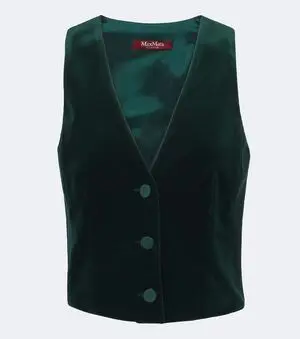 Max Mara Elegante Cotton Velvet Vest - Green