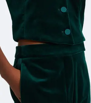 Max Mara Elegante Cotton Velvet Vest - Green