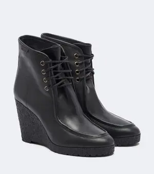 Isabel Marant Étoile Cylia Leather Wedge Ankle Boots - Black