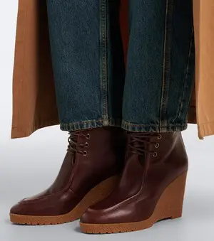 Isabel Marant Étoile Cylia Leather Wedge Ankle Boots - Brown