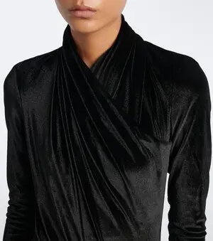 MUGLER Draped Velvet Bodysuit