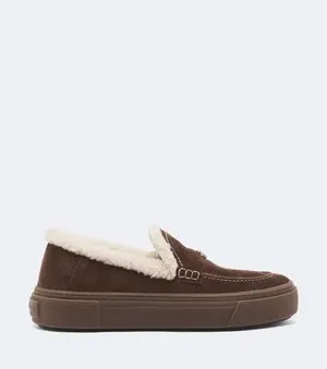 Hogan H705 Shearling-lined Suede Loafers