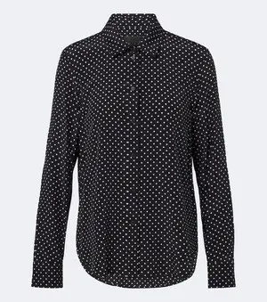 NILI LOTAN Gana Polka-dot Silk Shirt - Black