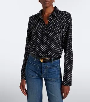NILI LOTAN Gana Polka-dot Silk Shirt