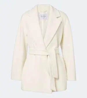 Max Mara Virgin Wool Wrap Coat - White
