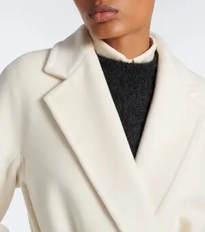 Max Mara Virgin Wool Wrap Coat - White