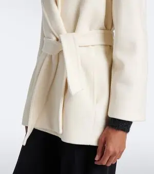 Max Mara Virgin Wool Wrap Coat - White