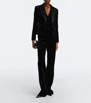 Max Mara Elegante Cotton Velvet Straight Pants - Black