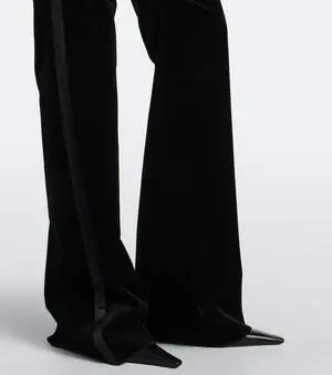 Max Mara Elegante Cotton Velvet Straight Pants - Black