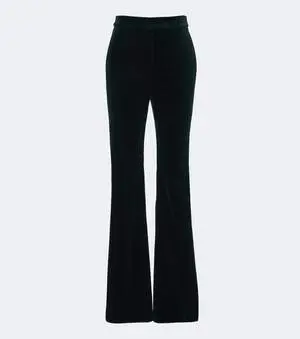 Max Mara Elegante Cotton Velvet Straight Pants - Green