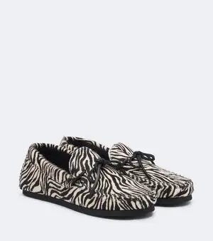 Isabel Marant Étoile Fitza Zebra-print Calf Hair Loafers - Black