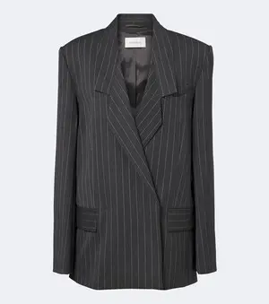 Sportmax Oversized Pinstriped Wool-blend Blazer - Grey