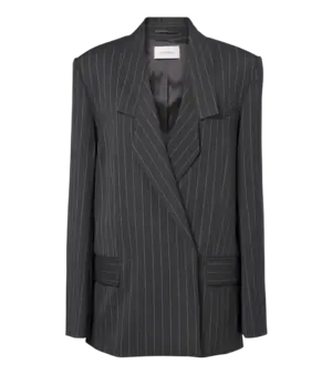 Sportmax Oversized Pinstriped Wool-blend Blazer - Grey
