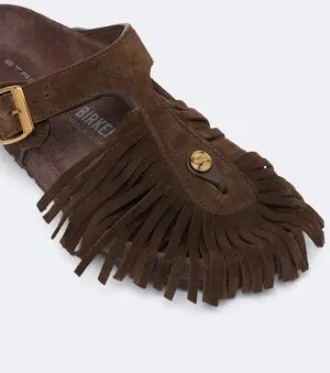 Etro X Birkenstock Gizeh Fringed Suede Sandals - Brown