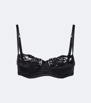 Dolce & Gabbana Lace-trimmed Silk-blend Satin Bra - Black