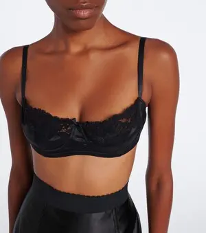 Dolce & Gabbana Lace-trimmed Silk-blend Satin Bra