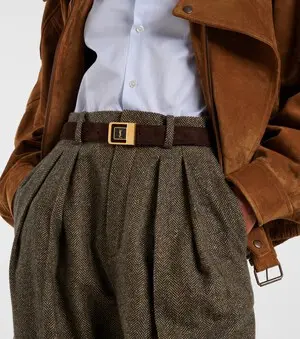 Saint Laurent Cassandre Suede Belt