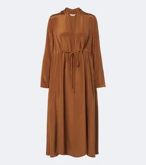 Max Mara Silk Satin Midi Dress - Brown