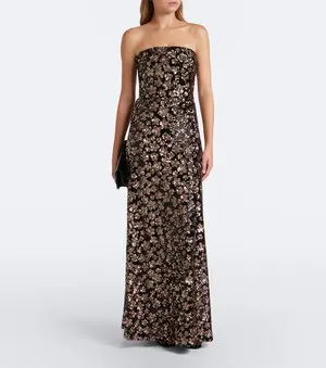Max Mara Elegante Sequined Gown - Brown