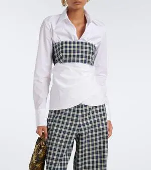 Dries Van Noten Plaid Cotton Flannel Bandeau Top