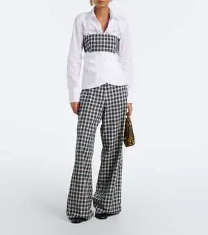 Dries Van Noten Plaid Cotton Flannel Bandeau Top