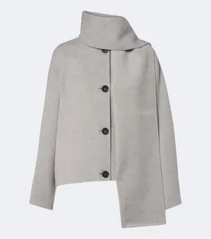 Max Mara Scarf-detail Wool Jacket - Grey