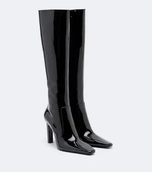 Saint Laurent Francoise Patent Leather Knee-high Boots - Black