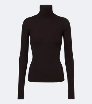 Sportmax Ribbed-knit Virgin Wool Turtleneck Sweater - Brown