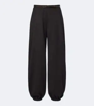 Max Mara Belted Wool-blend Wide-leg Pants - Brown