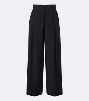 Max Mara Wide-leg Pleated Virgin Wool Pants - Blue