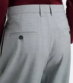 Max Mara Wide-leg Pleated Virgin Wool Pants - Grey
