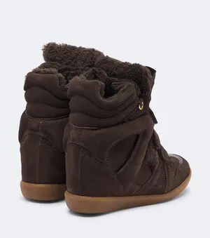 Isabel Marant Étoile Bekett Shearling-lined Suede Wedge Sneakers