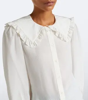 Chloé Embroidered Tie-neck Silk Georgette Blouse