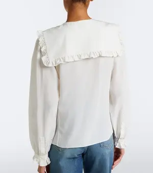Chloé Embroidered Tie-neck Silk Georgette Blouse