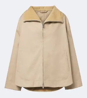 TOTEME Oversized Corduroy-trimmed Cotton Jacket - Beige