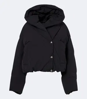 Sportmax Cropped Hooded Down Jacket - Black