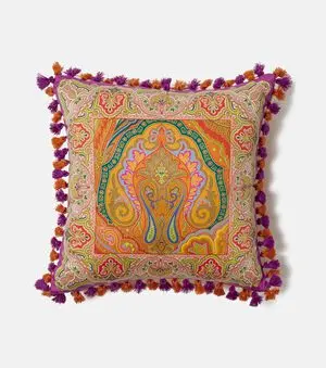 Etro Pegaso Paisley Cotton Cushion - Orange