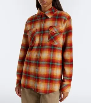 GOD'S TRUE CASHMERE Red Sun Shadow Plaid Cashmere Shirt