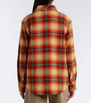 GOD'S TRUE CASHMERE Red Sun Shadow Plaid Cashmere Shirt