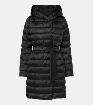 Max Mara Belted Hooded Puffer Coat - Black