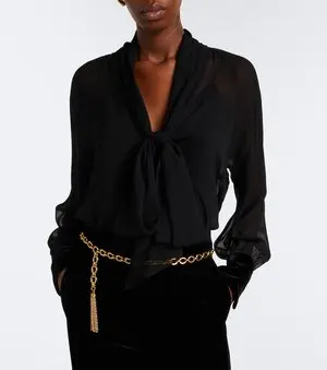 Max Mara Elegante Tie-neck Silk Blouse