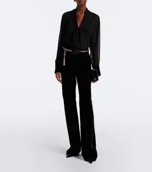 Max Mara Elegante Tie-neck Silk Blouse