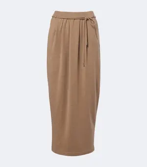 Max Mara Virgin Wool Midi Skirt - Beige