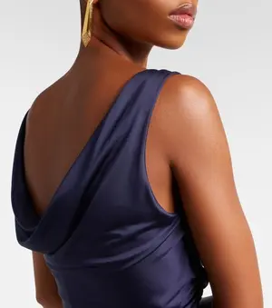 Versace Medusa Draped Ruched Jersey Gown