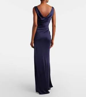 Versace Medusa Draped Ruched Jersey Gown